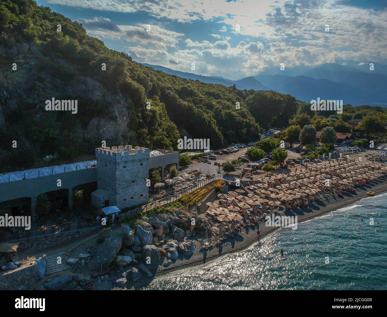Aerial view over the famous Panteleimonas beach in Pieria, Greece Stock Photo - Alamy