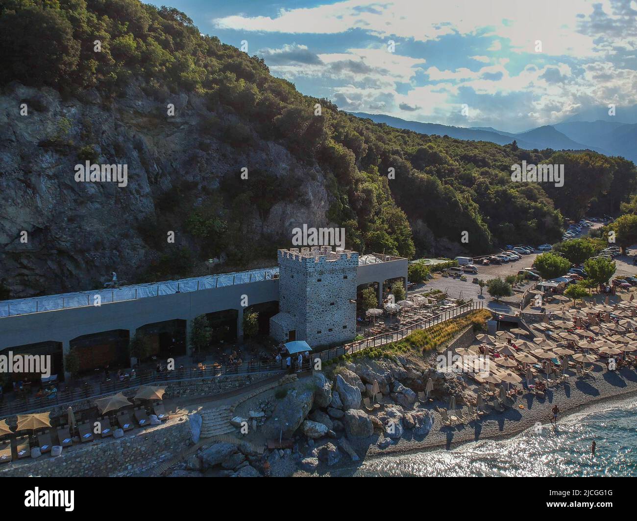 Aerial view over the famous Panteleimonas beach in Pieria, Greece Stock Photo - Alamy