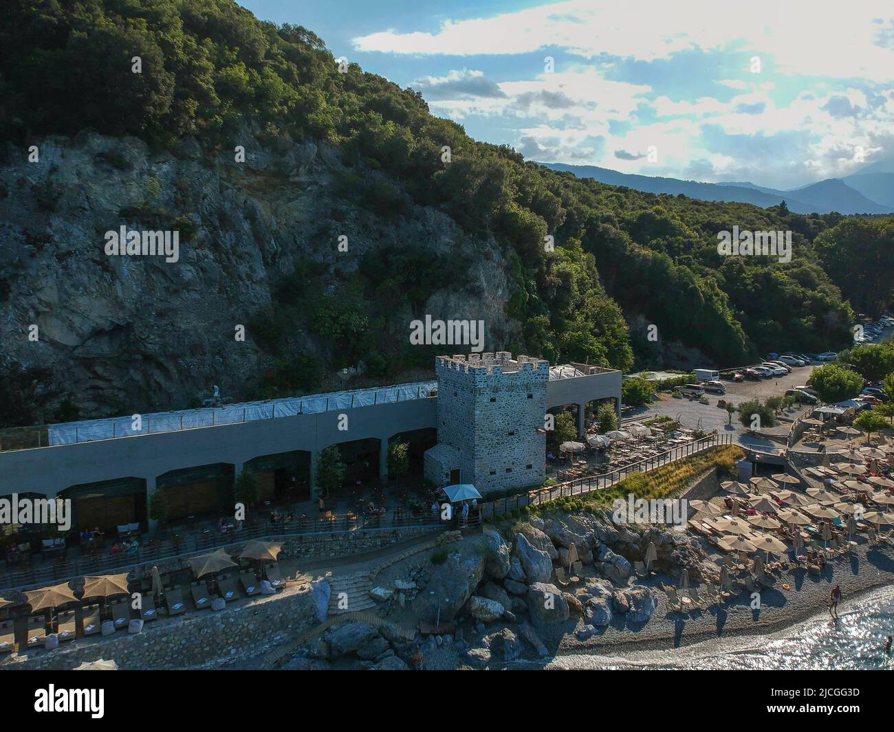 Aerial view over the famous Panteleimonas beach in Pieria, Greece Stock Photo - Alamy
