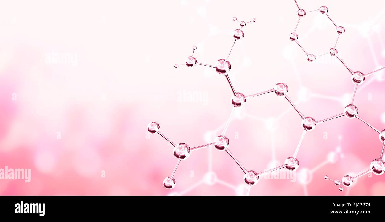 Horizontal banner with model of abstract molecular structure ...