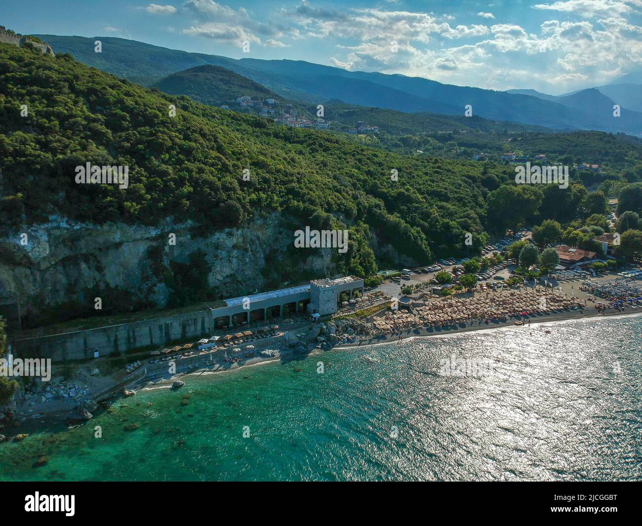 Aerial view over the famous Panteleimonas beach in Pieria, Greece Stock Photo - Alamy