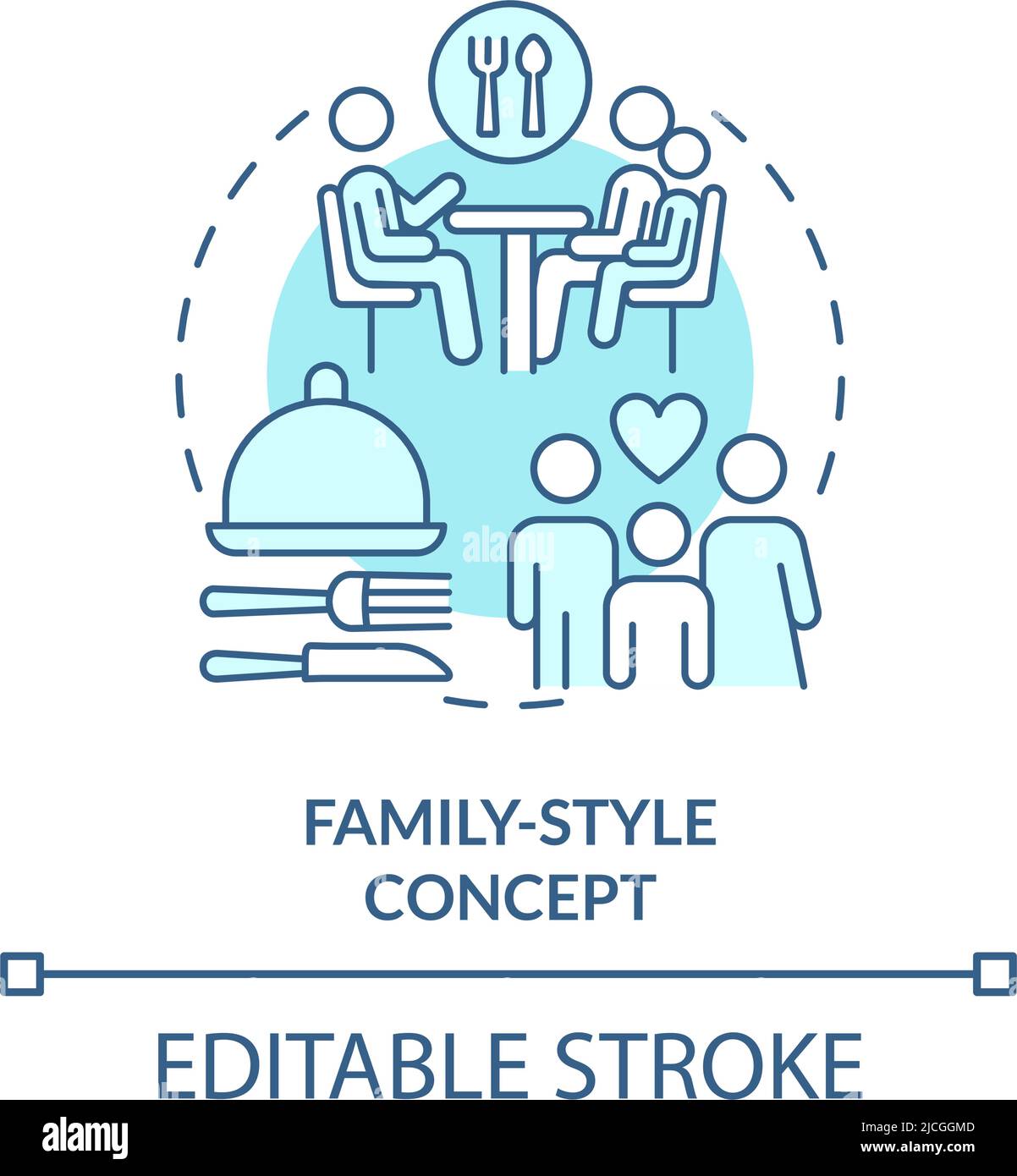 Family-style restaurant turquoise concept icon Stock Vector Image & Art ...