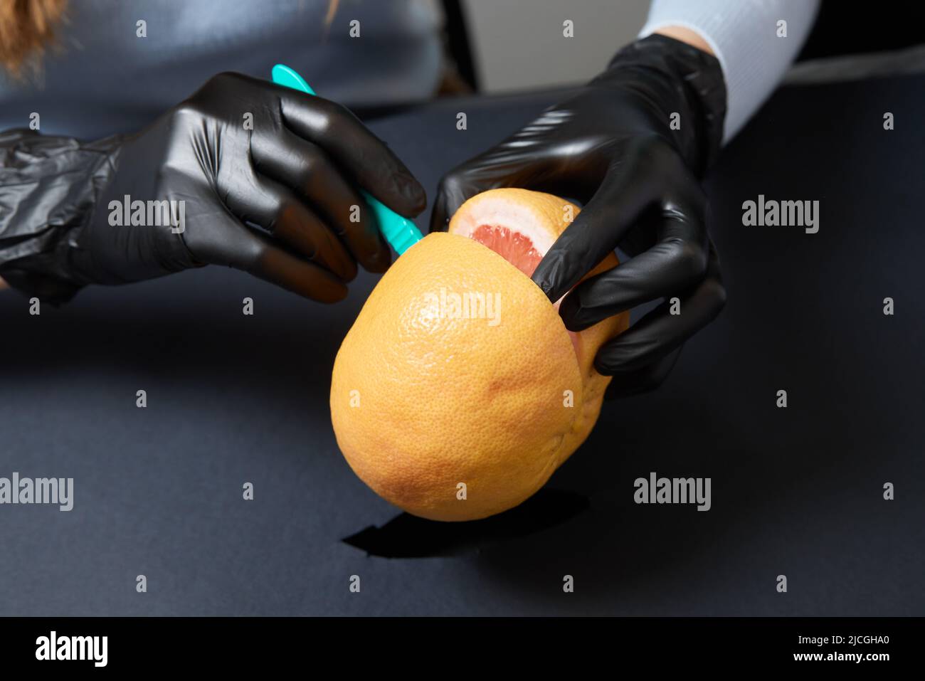 Food testing in the laboratory. The lab technician prepares a sample ...