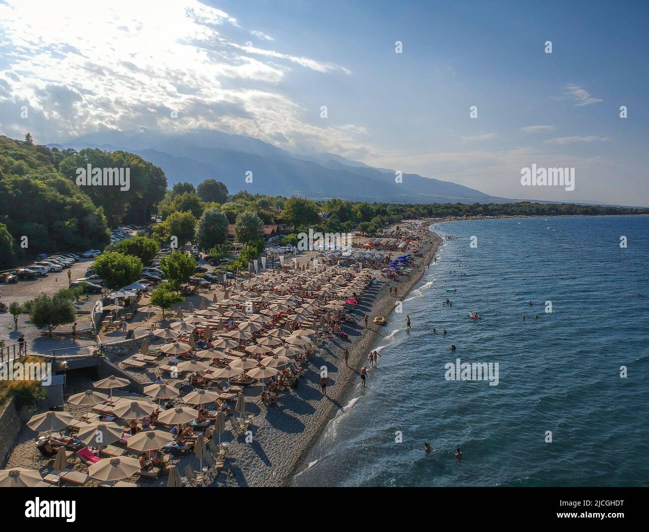 Aerial view over the famous Panteleimonas beach in Pieria, Greece Stock Photo - Alamy