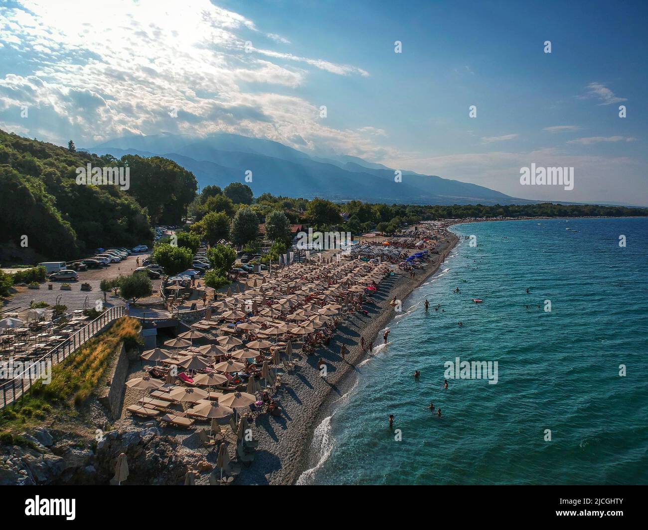 Aerial view over the famous Panteleimonas beach in Pieria, Greece Stock Photo - Alamy