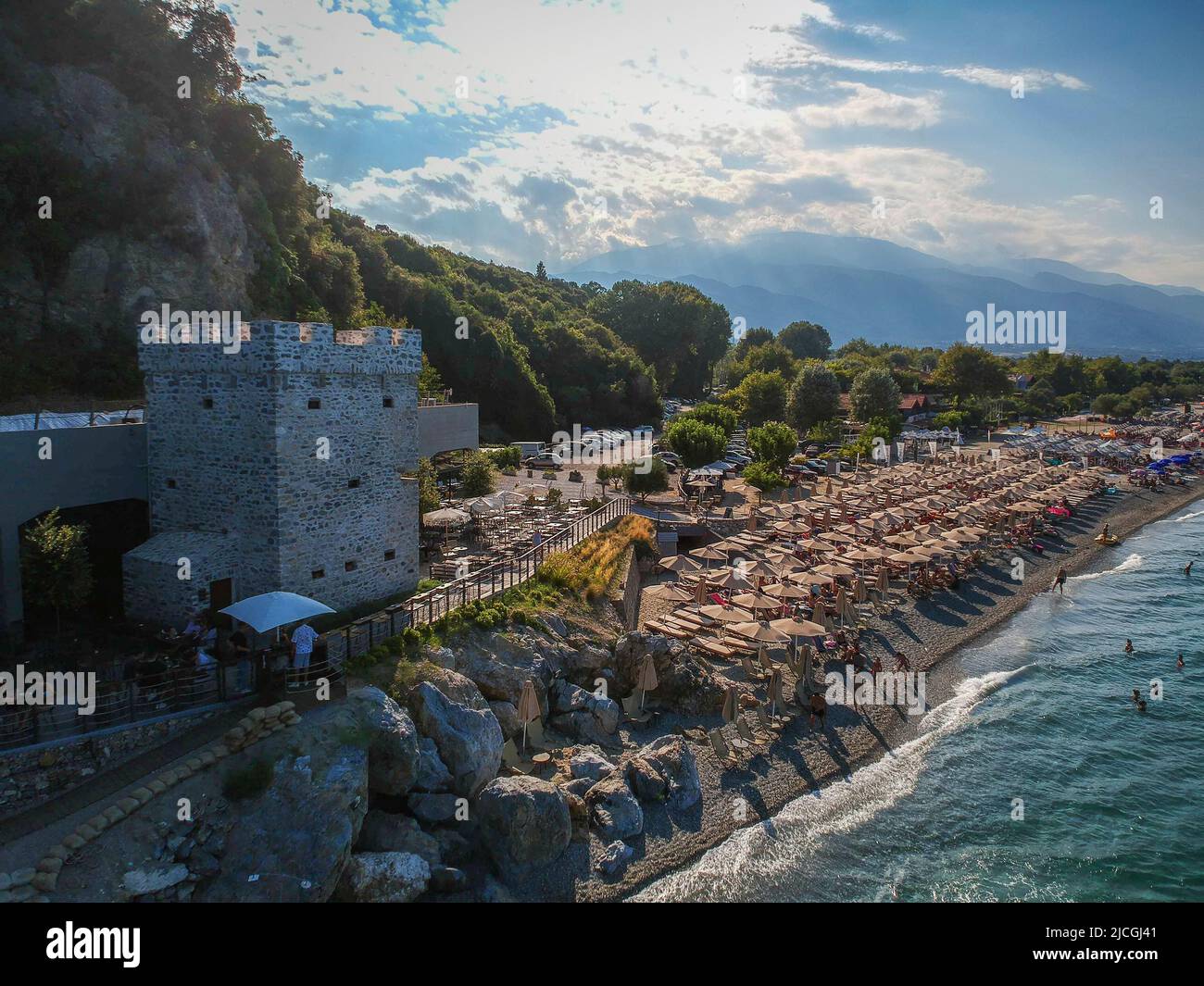 Aerial view over the famous Panteleimonas beach in Pieria, Greece Stock Photo - Alamy