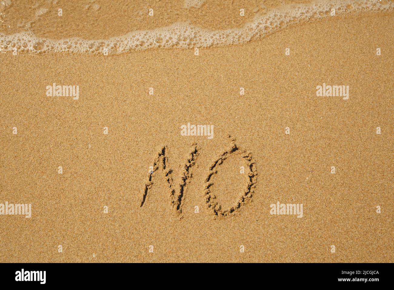No - handwritten on the soft beach sand Stock Photo - Alamy