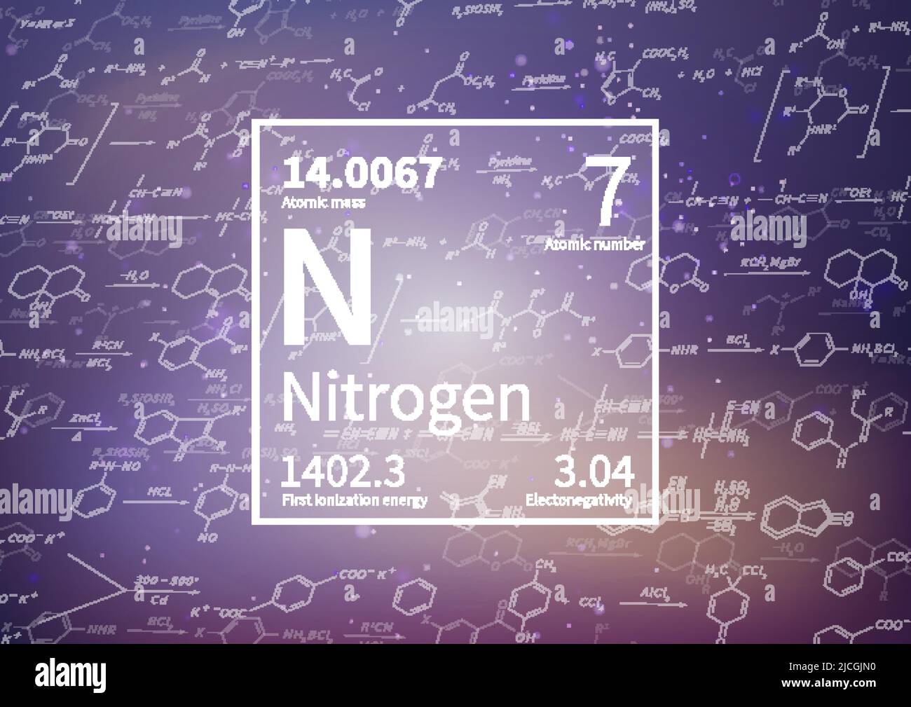 Nitrogen chemical element with first ionization energy, atomic mass and ...