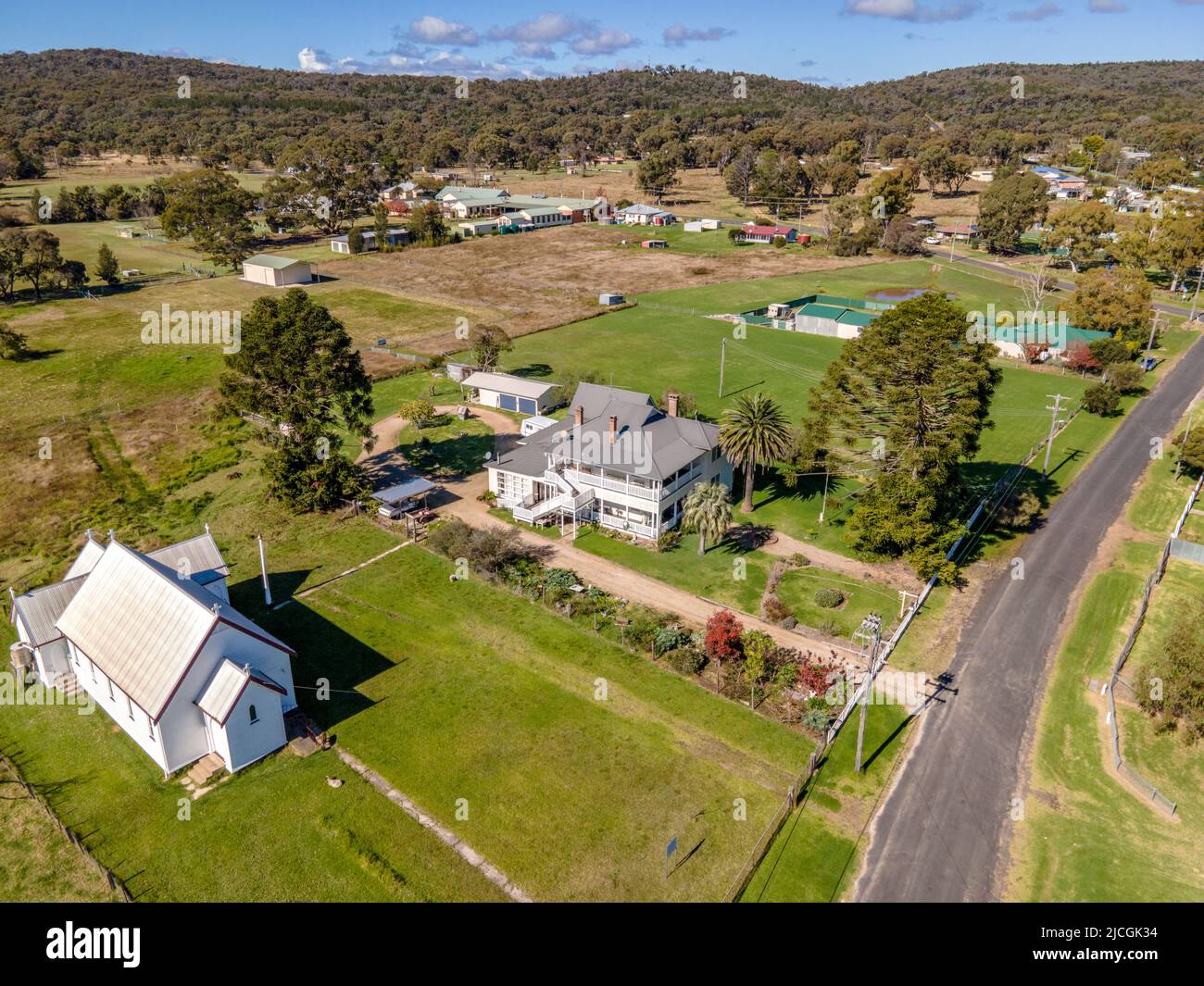 Aerial View of Emmaville, NSW, 2371, Australia, beautiful country town ...