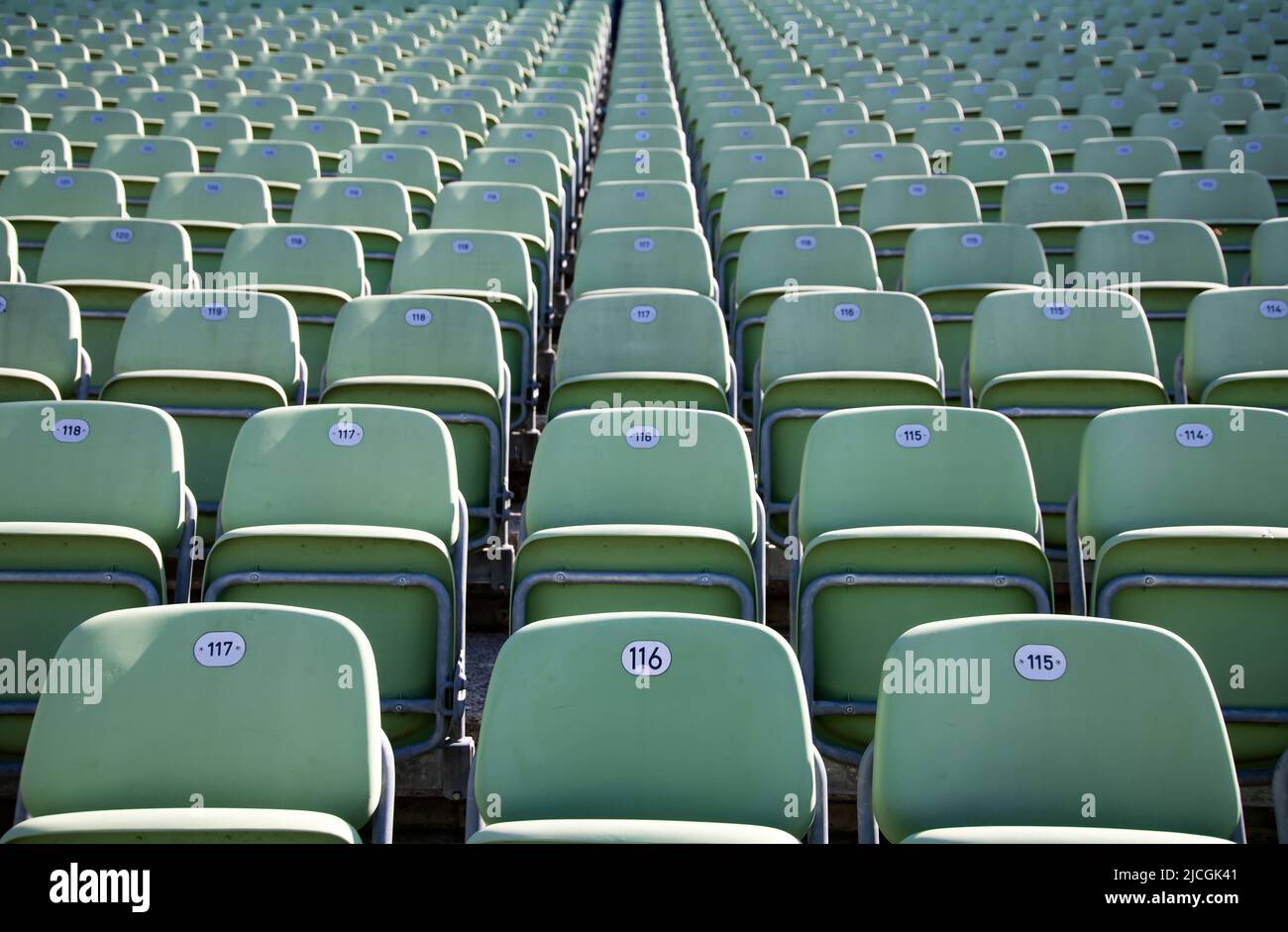 Empty chairs for audience on modern stadium arena or open air theatre ...