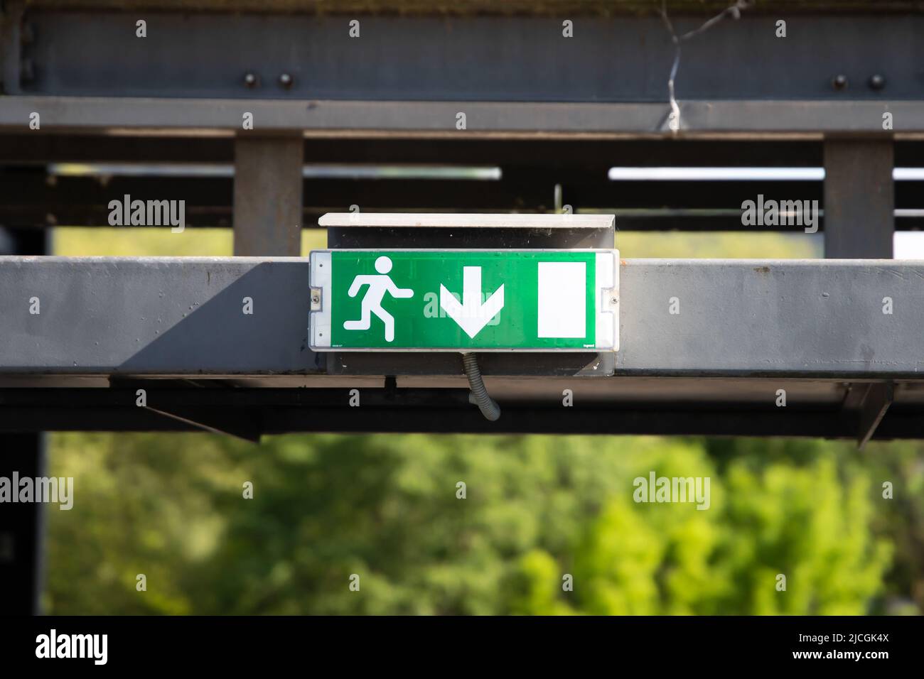 Exit sign at the stadium Stock Photo - Alamy
