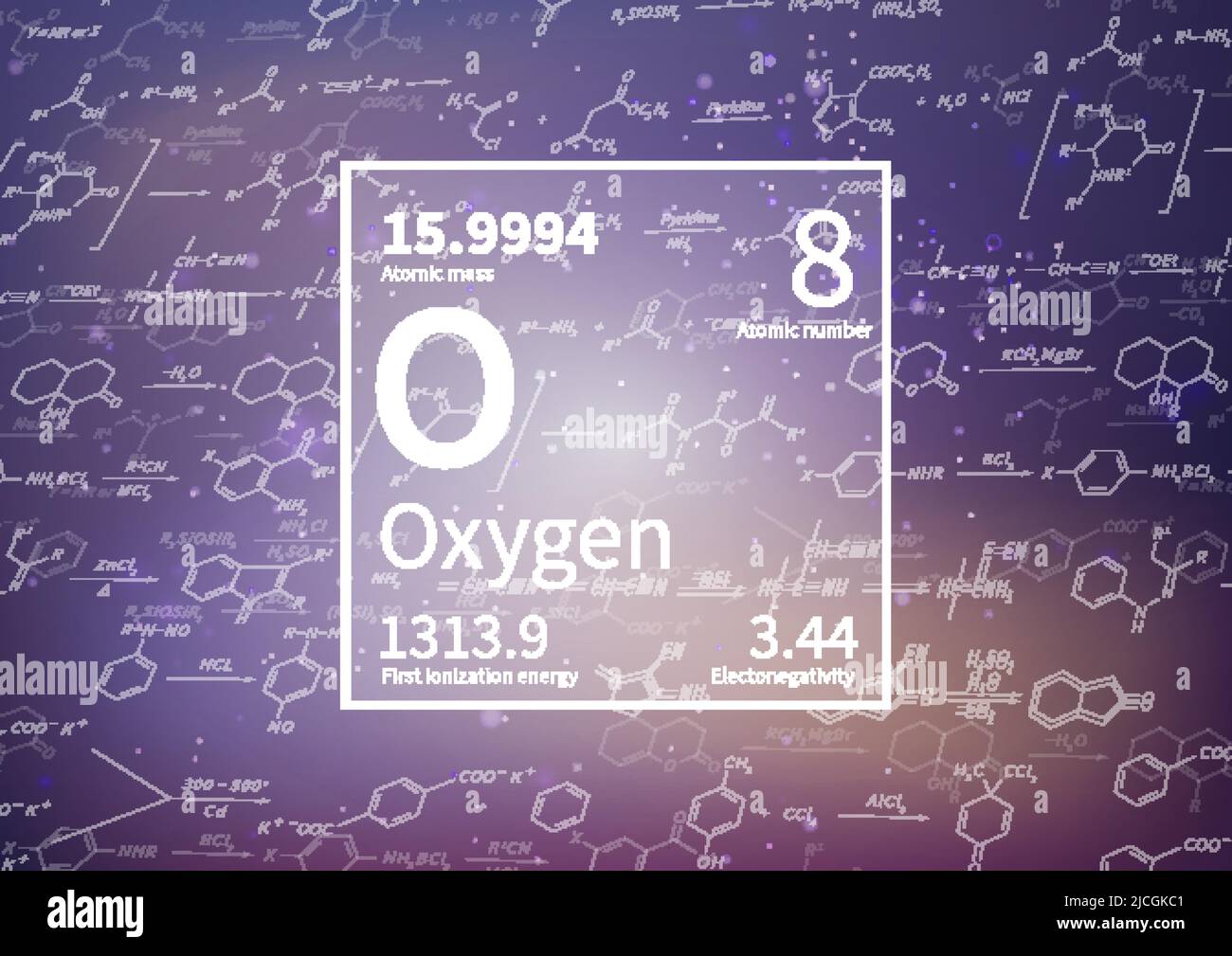 Oxygen chemical element with first ionization energy, atomic mass and ...