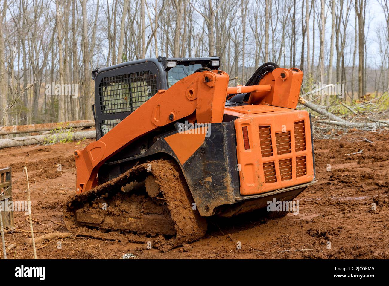 Bulldozer at work with during landscaping works Stock Photo - Alamy