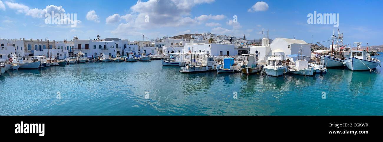 Naoussa village with mooring boats Stock Photo - Alamy