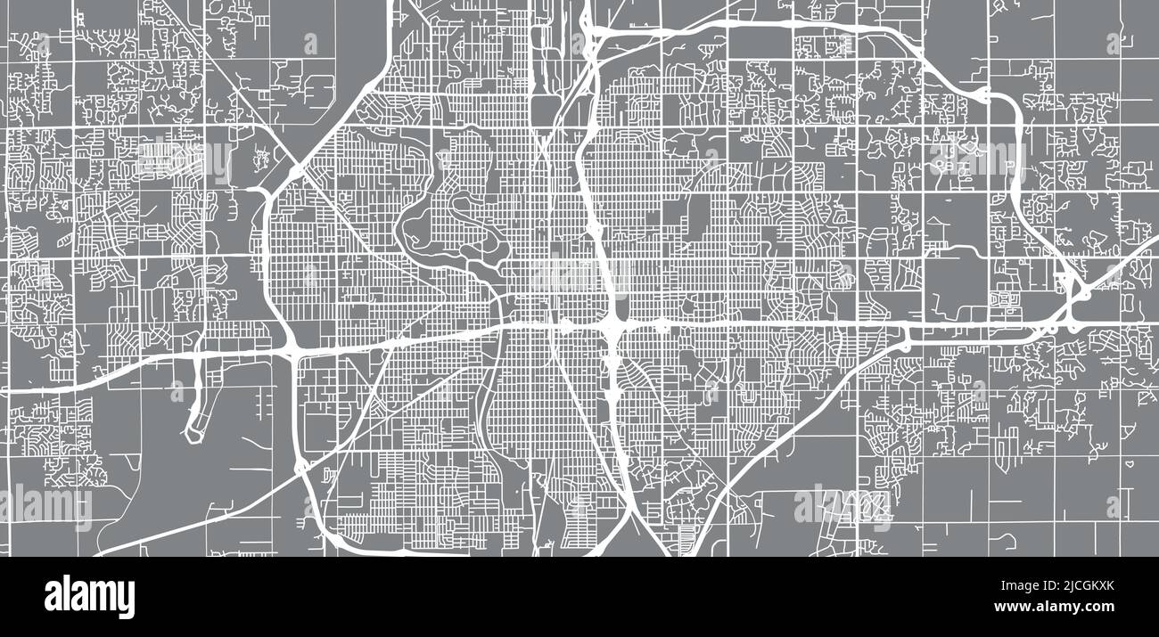 Urban vector city map of Wichita, Kansas , United States of America ...