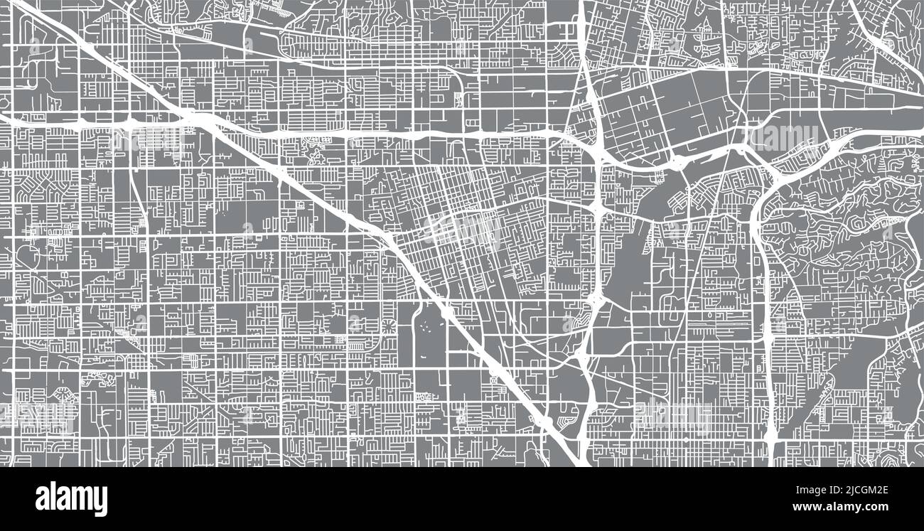 Urban vector city map of Anaheim, California , United States of America ...