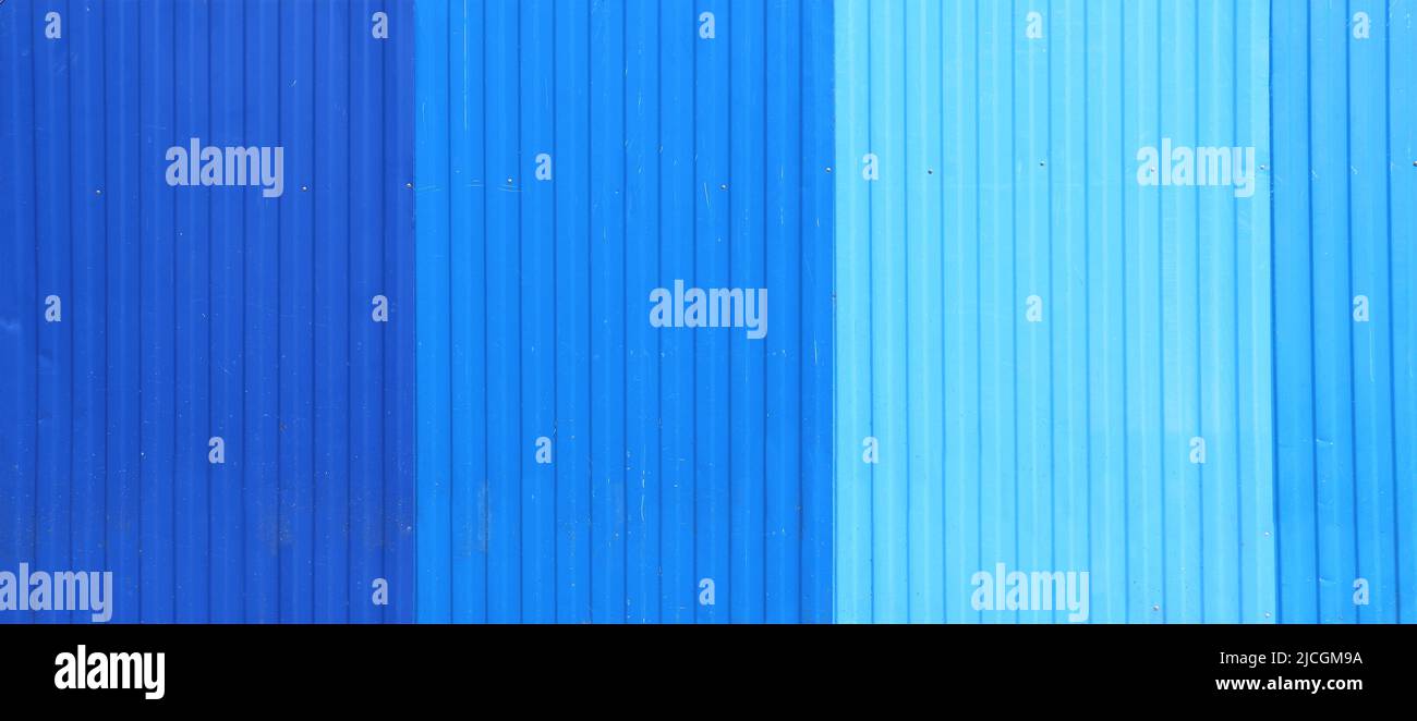 Wave Sheets fence of dark blue, blue and cyan colors. Horizontal ...