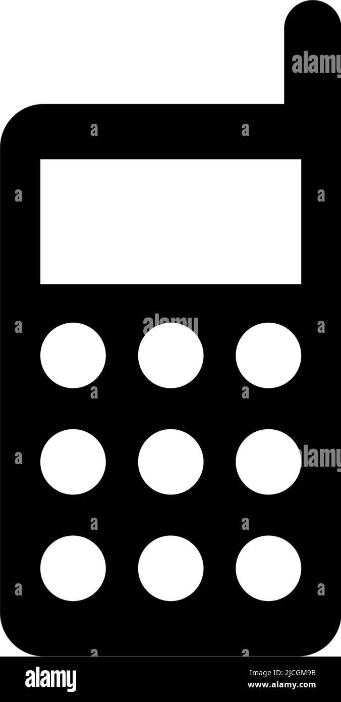 Classic Button Mobile Phone with Antenna. Flat Vector Icon illustration ...