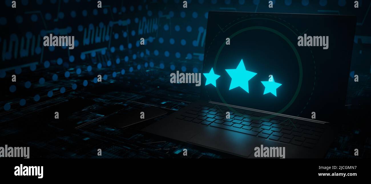 Review online concept banner background laptop 3D Illustration Stock ...