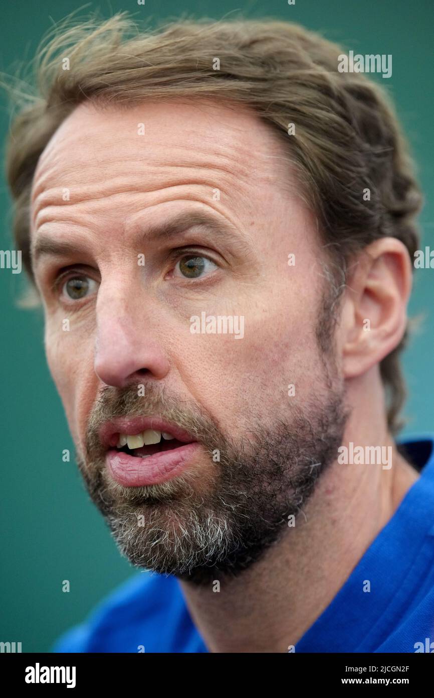 England manager Gareth Southgate before a press conference at the Sir ...