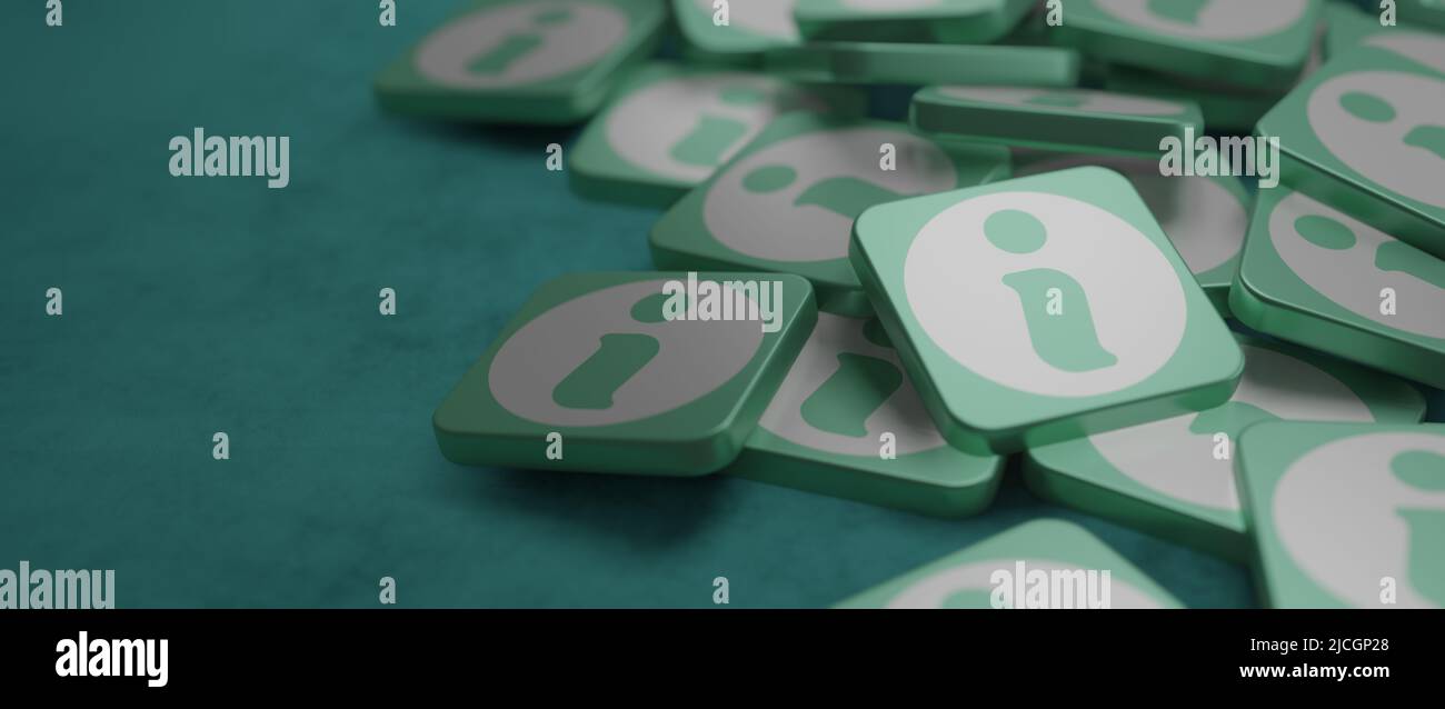 Information concept tiles layed on table banner background 3D Stock ...