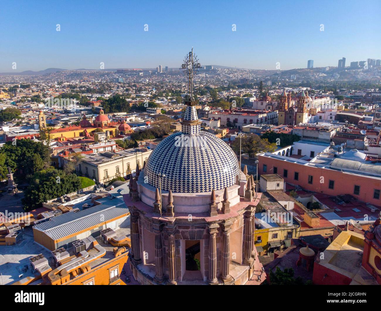 An aerial view of Queretaro City, Mexico. Drone photo in the morning in ...