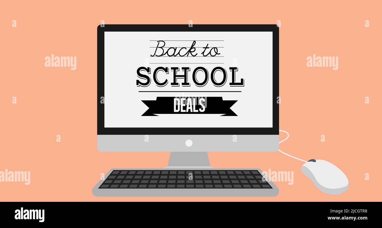 Illustration of back to school deals text on computer screen with ...