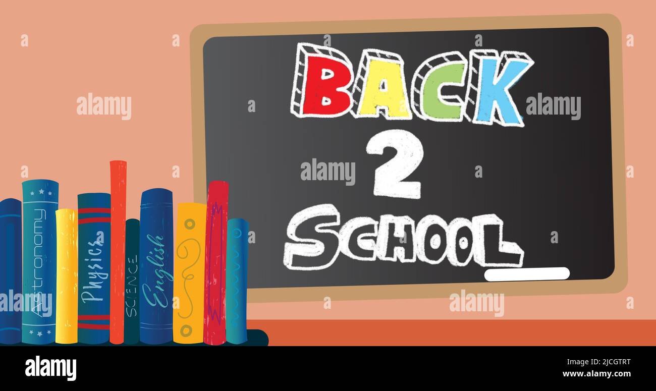 Illustration of writing slate with back 2 school text and various ...