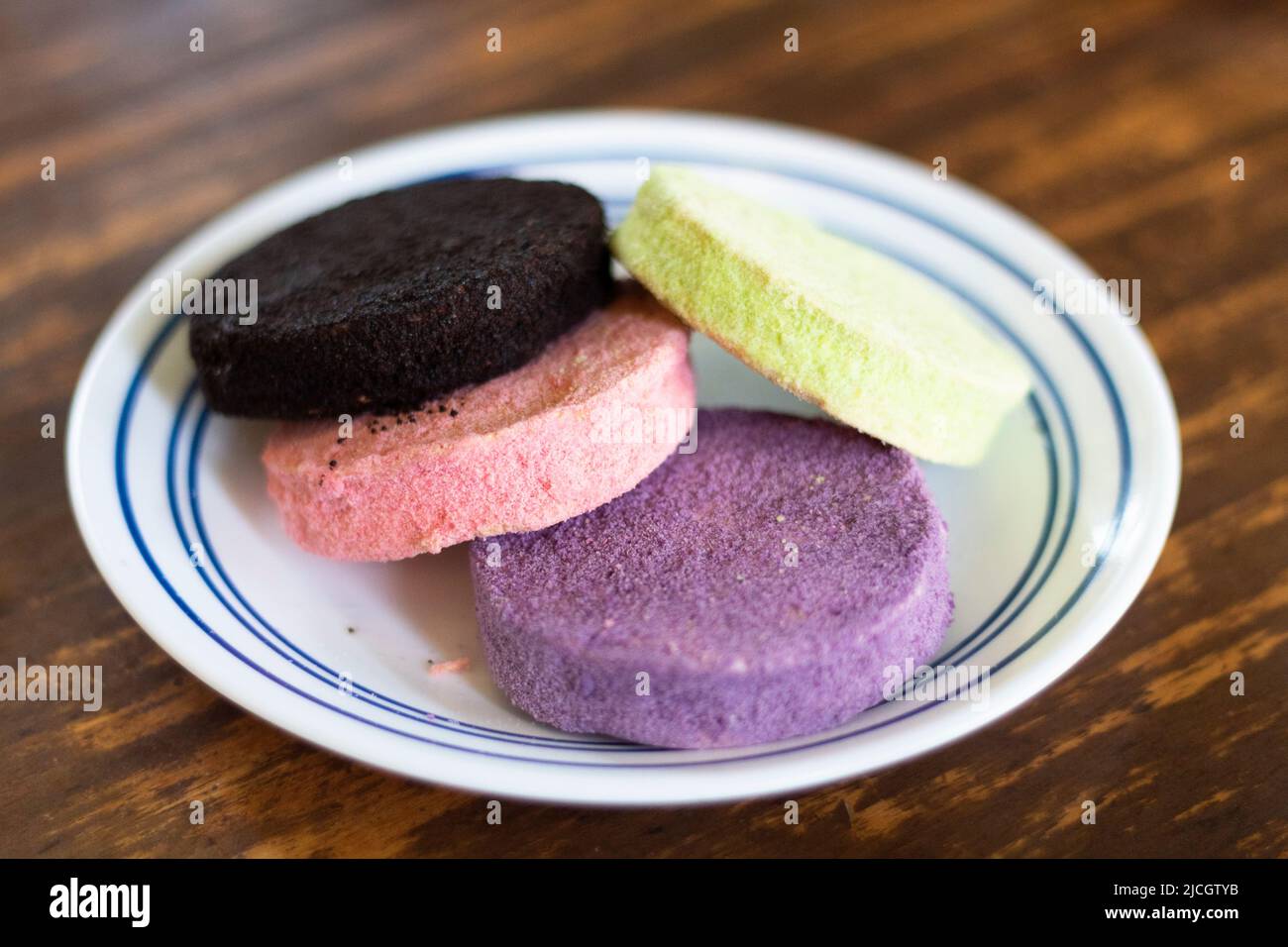 Colorful silvanas at Sans Rival, a popular restaurant in Dumaguete City ...