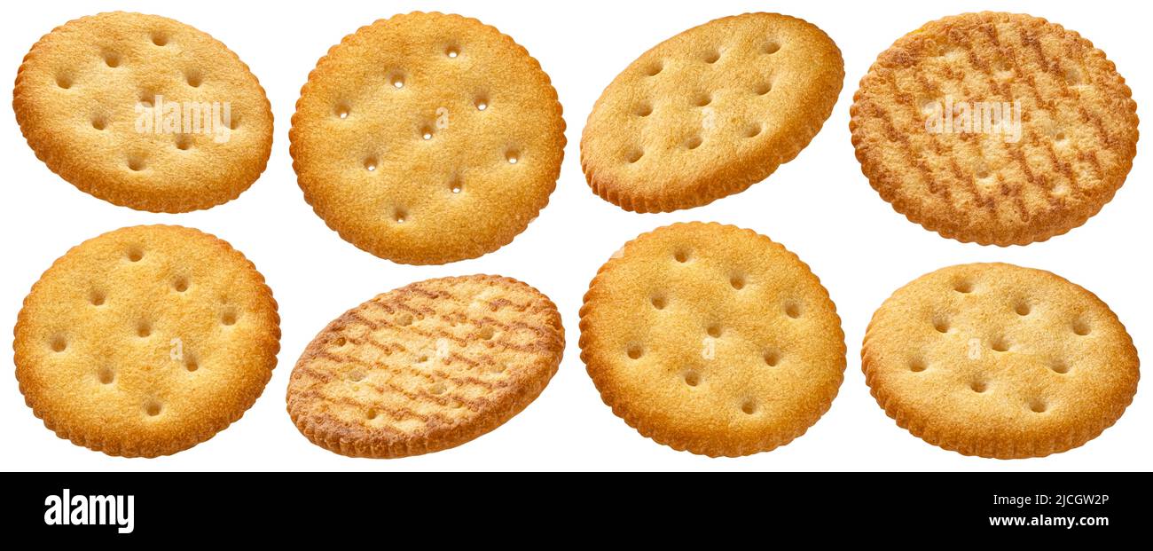 Round cracker isolated on white background Stock Photo - Alamy