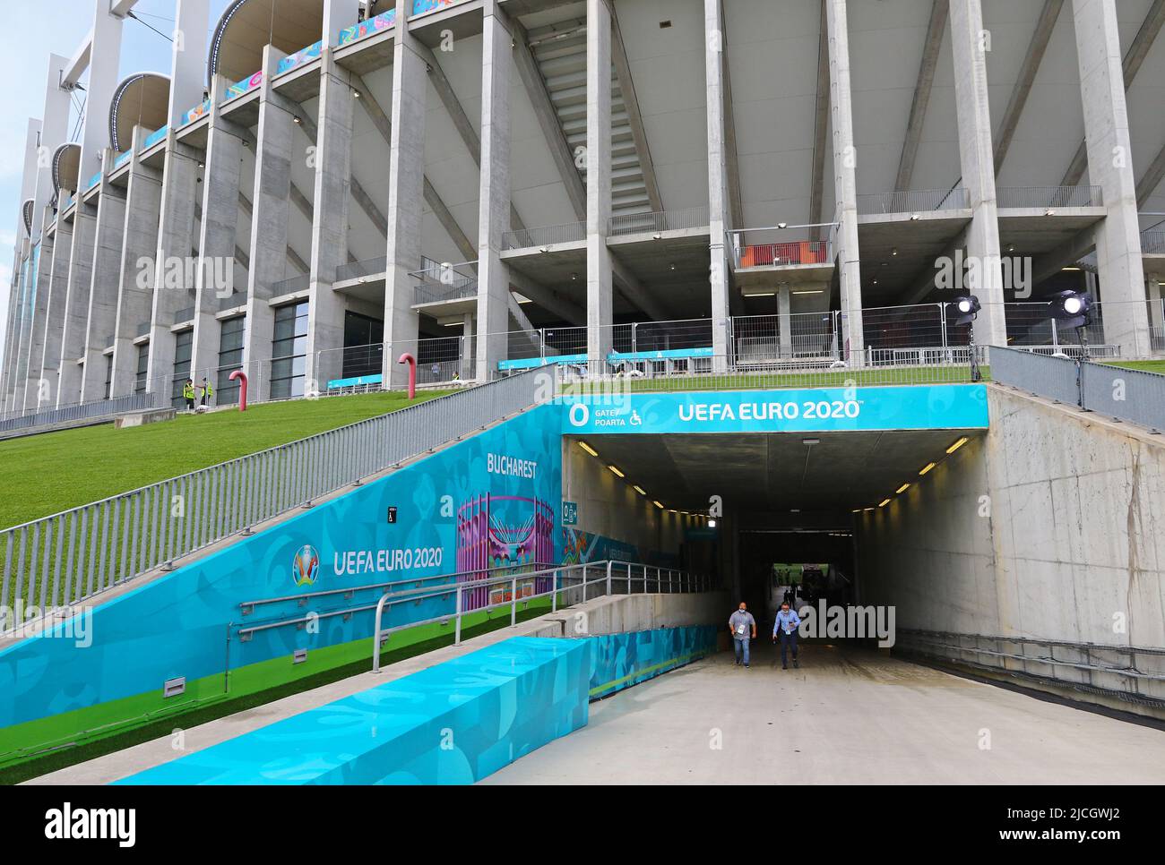 BUCHAREST, ROMANIA - JUNE 21, 2021: Facade view of the National Arena ...