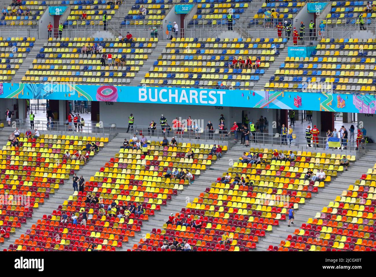 BUCHAREST, ROMANIA - JUNE 21, 2021: Details of tribunes of the National ...