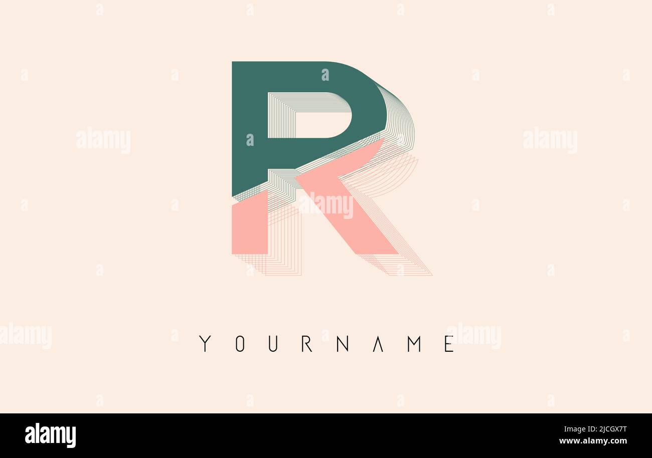 Wireframe R Letter Logo Design in two colors. Creative vector ...