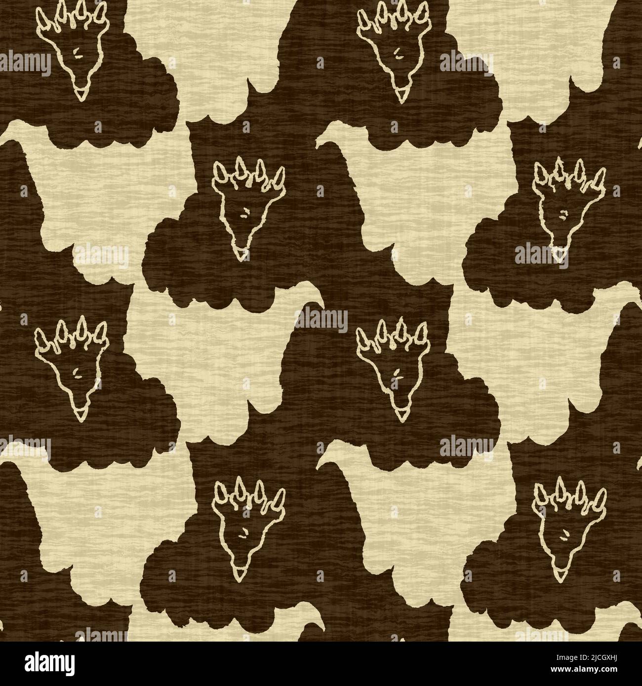 Dragon linen effect texture seamless pattern. Woven mythical beast for ...
