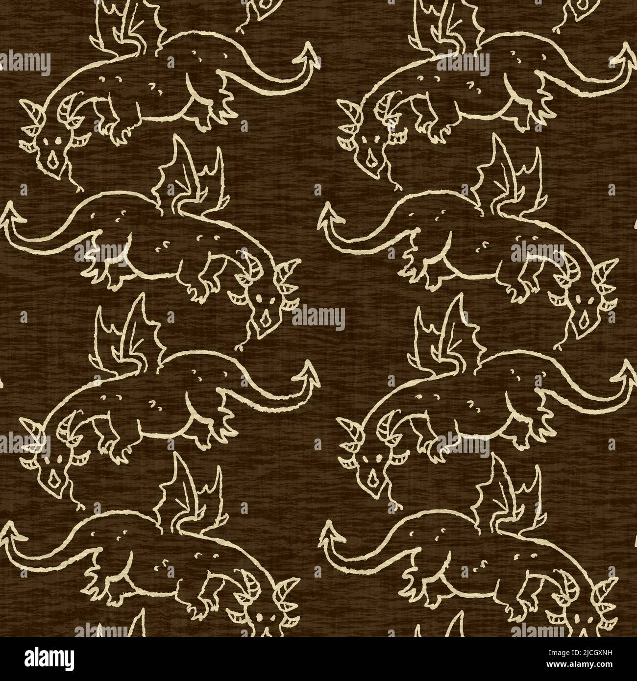 Dragon linen effect texture seamless pattern. Woven mythical beast for ...