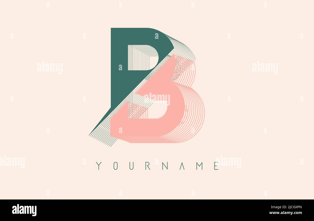 Wireframe B Letter Logo Design in two colors. Creative vector ...