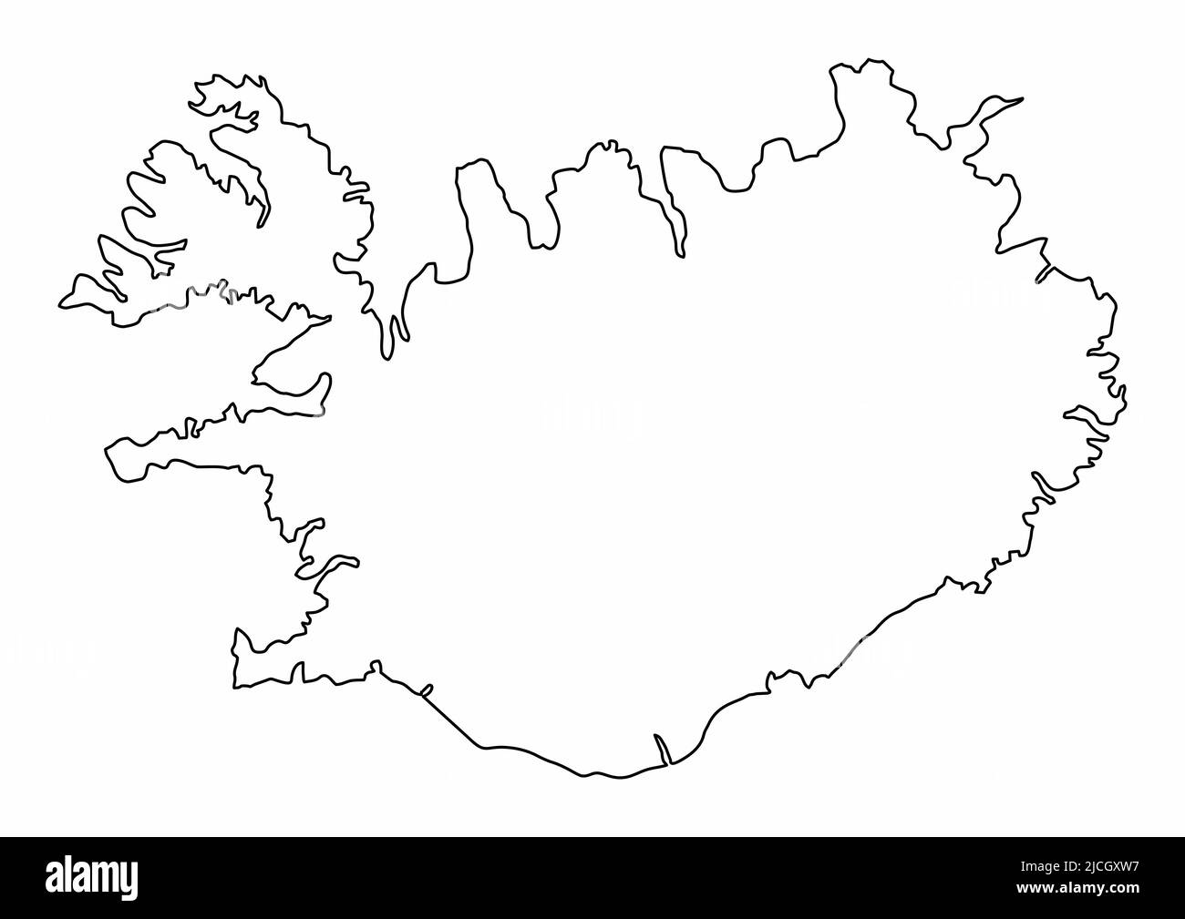Iceland map silhouette. Black outlines on white background Stock Vector ...