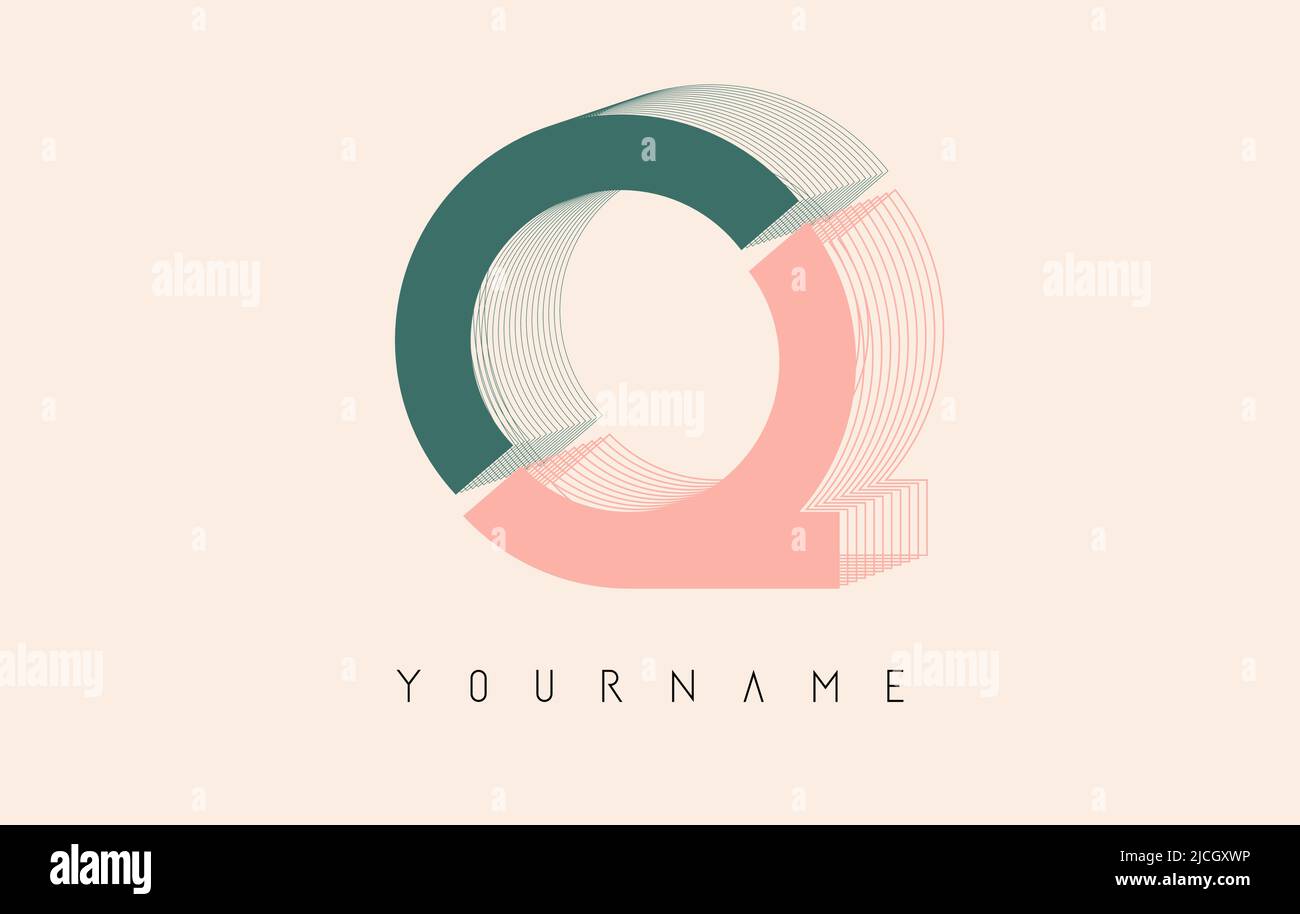 Wireframe Q Letter Logo Design in two colors. Creative vector ...