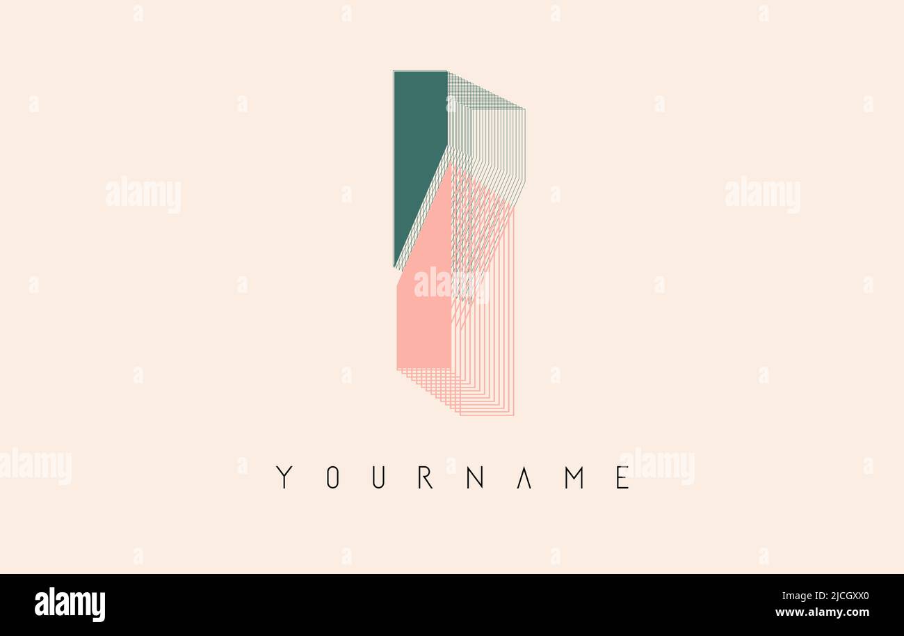 Wireframe I Letter Logo Design in two colors. Creative vector ...