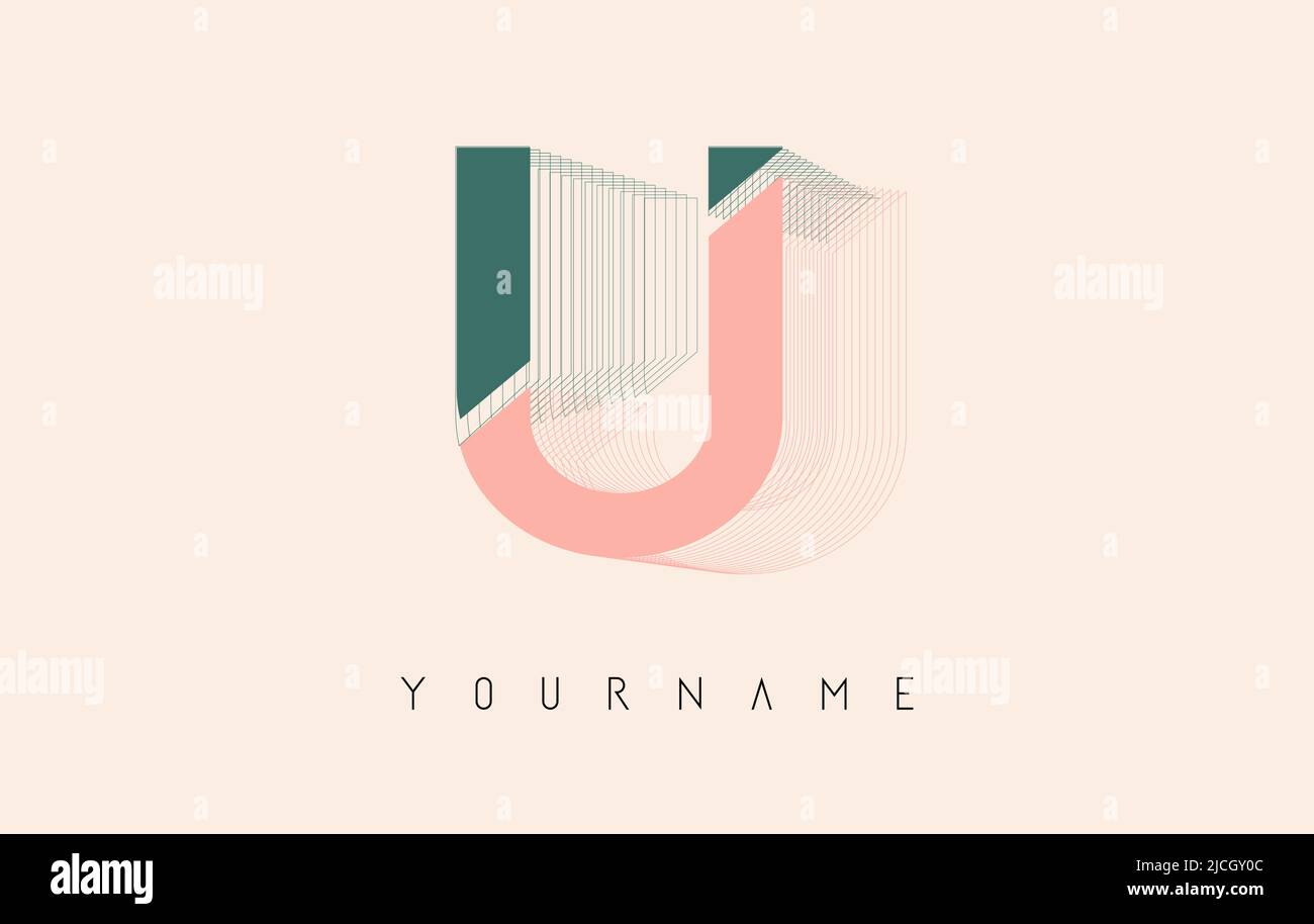 Wireframe U Letter Logo Design in two colors. Creative vector ...