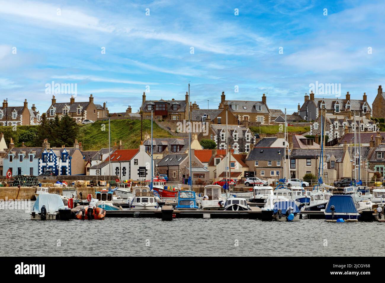 FINDOCHTY MORAY SCOTLAND THE HARBOUR AND HOUSES WITH MOORED FISHING ...