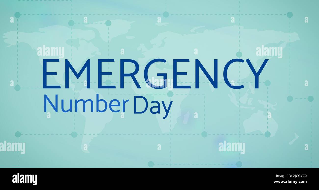 Illustration of emergency number day text with map in background Stock ...