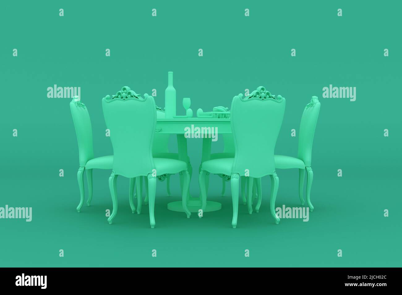 Light green dining table and dining chairs, 3D rendering Stock Photo ...