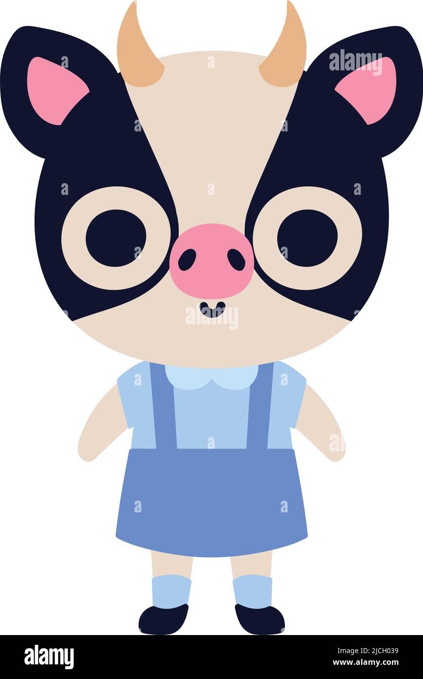 Kawaii cow illustration Stock Vector Images - Alamy