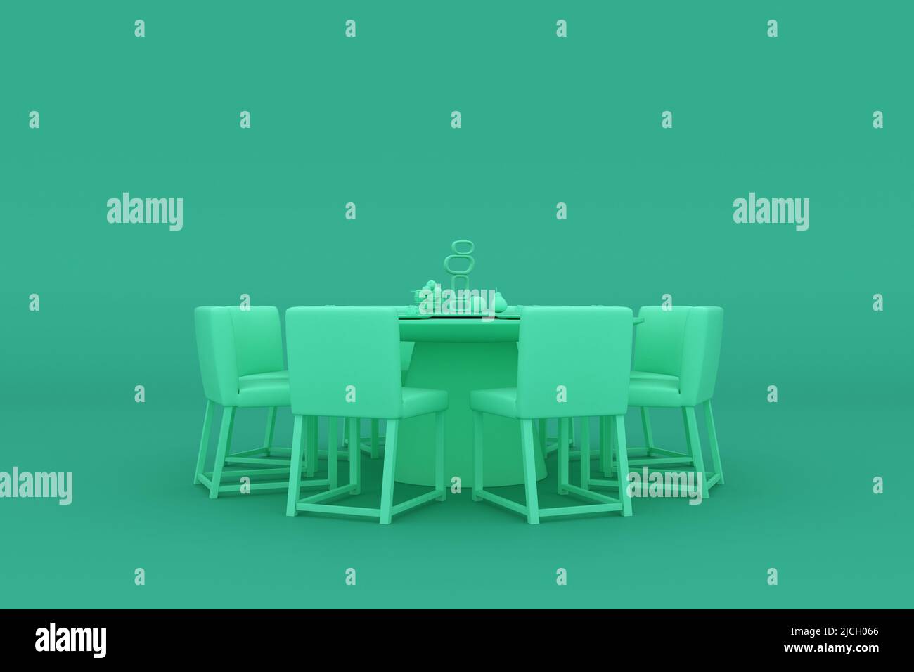Light green dining table and dining chairs, 3D rendering Stock Photo ...