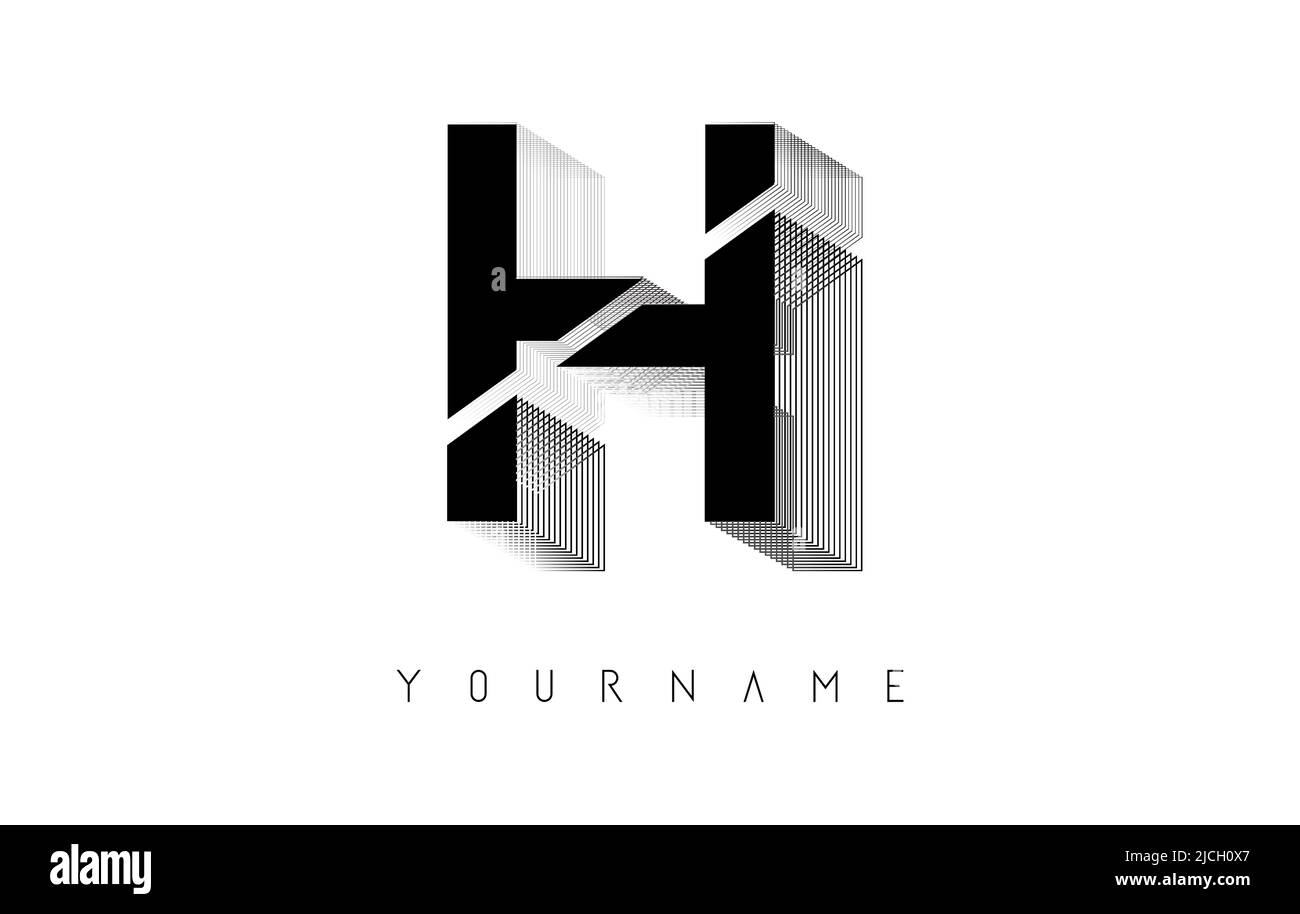 Wireframe H Letter Logo Design in two colors. Creative vector ...