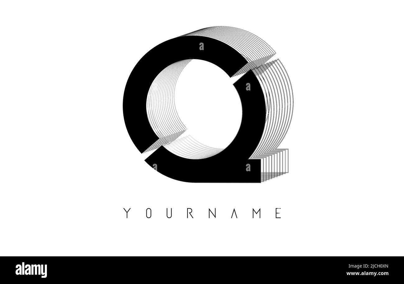 Black Wireframe Q Letter Logo Design. Creative vector illustration with ...