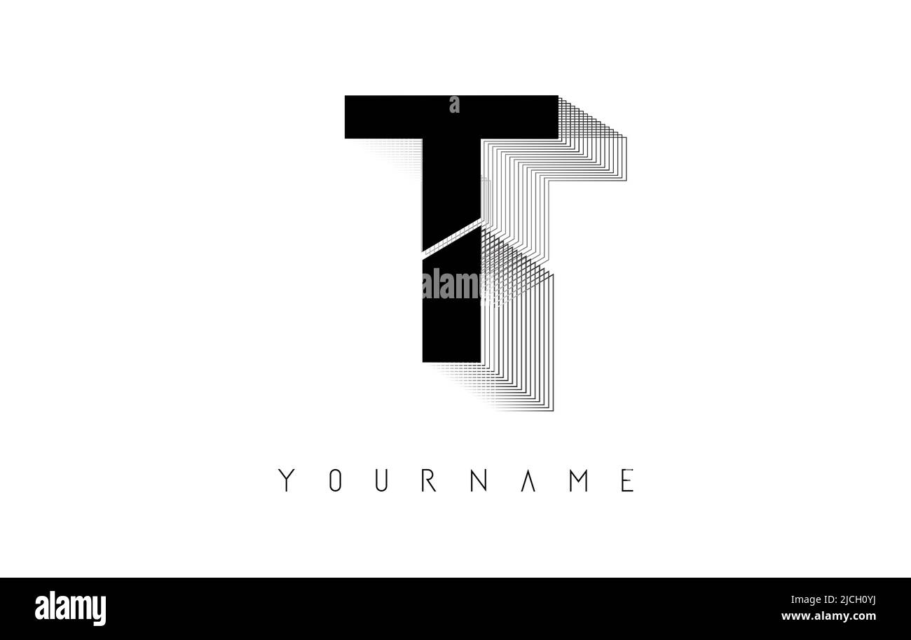 Wireframe T Letter Logo Design in two colors. Creative vector ...