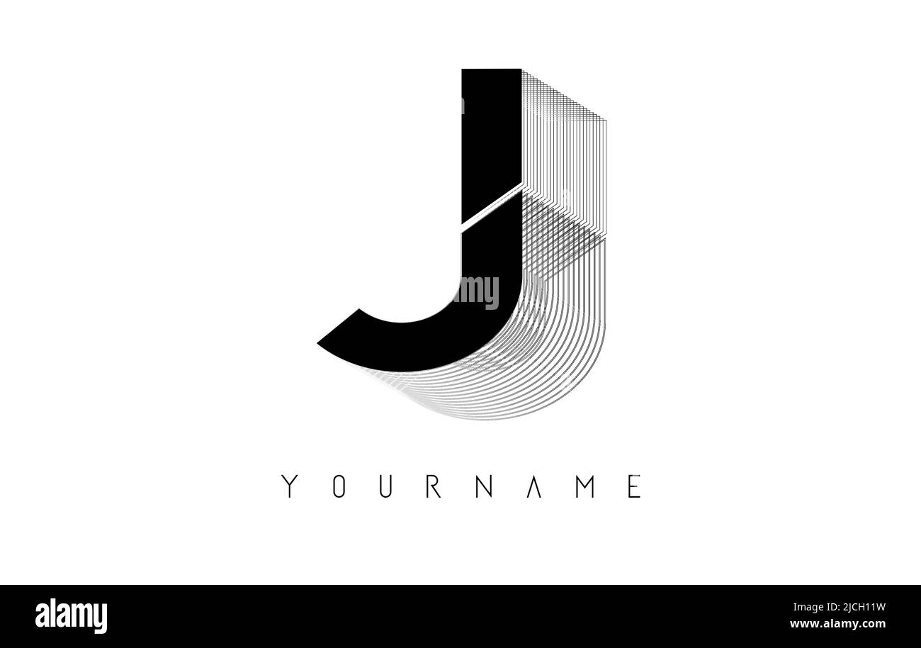 Black Wireframe J Letter Logo Design. Creative vector illustration with ...