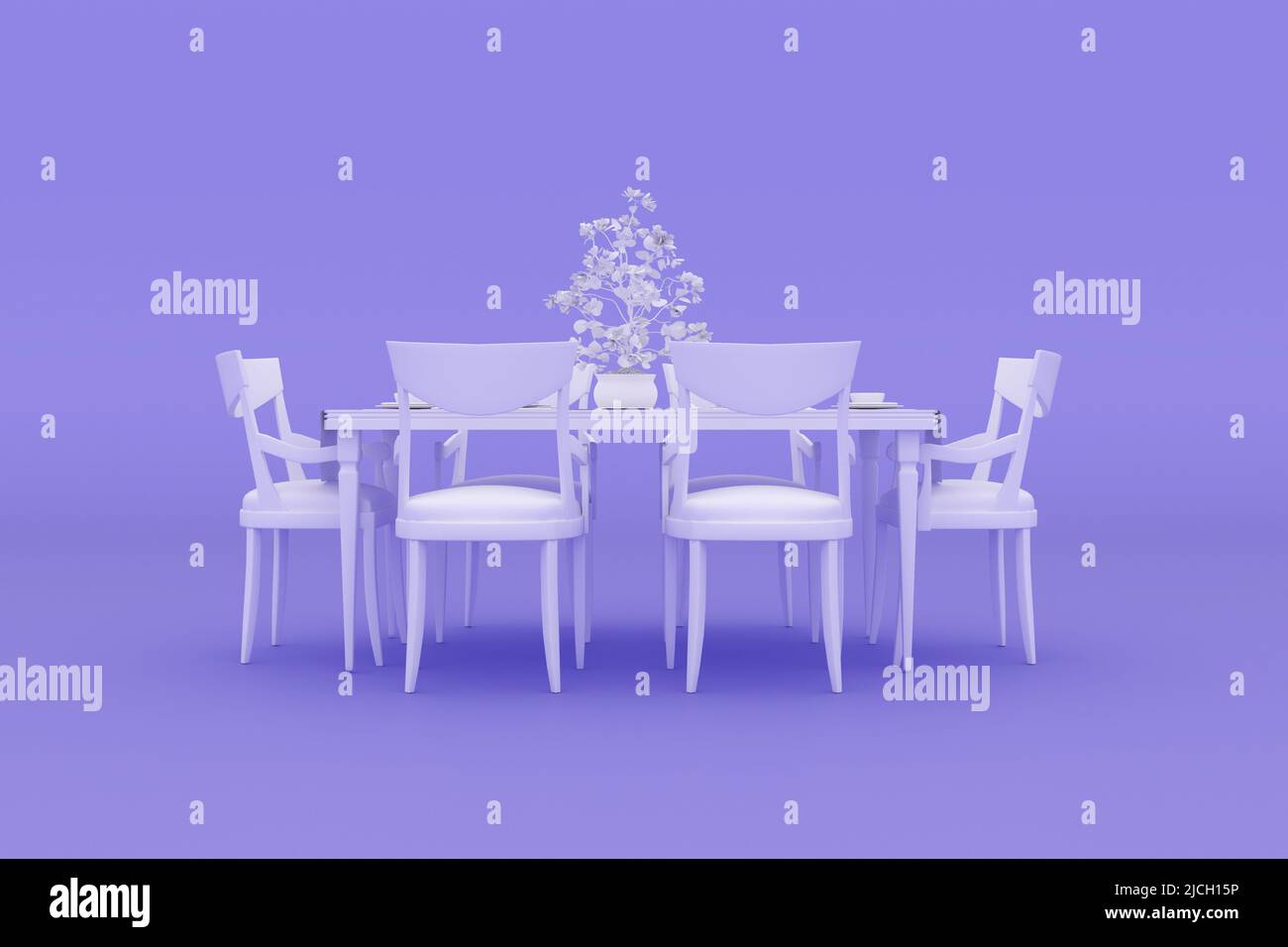 Dining table and dining chairs isolated on purple background, suitable ...
